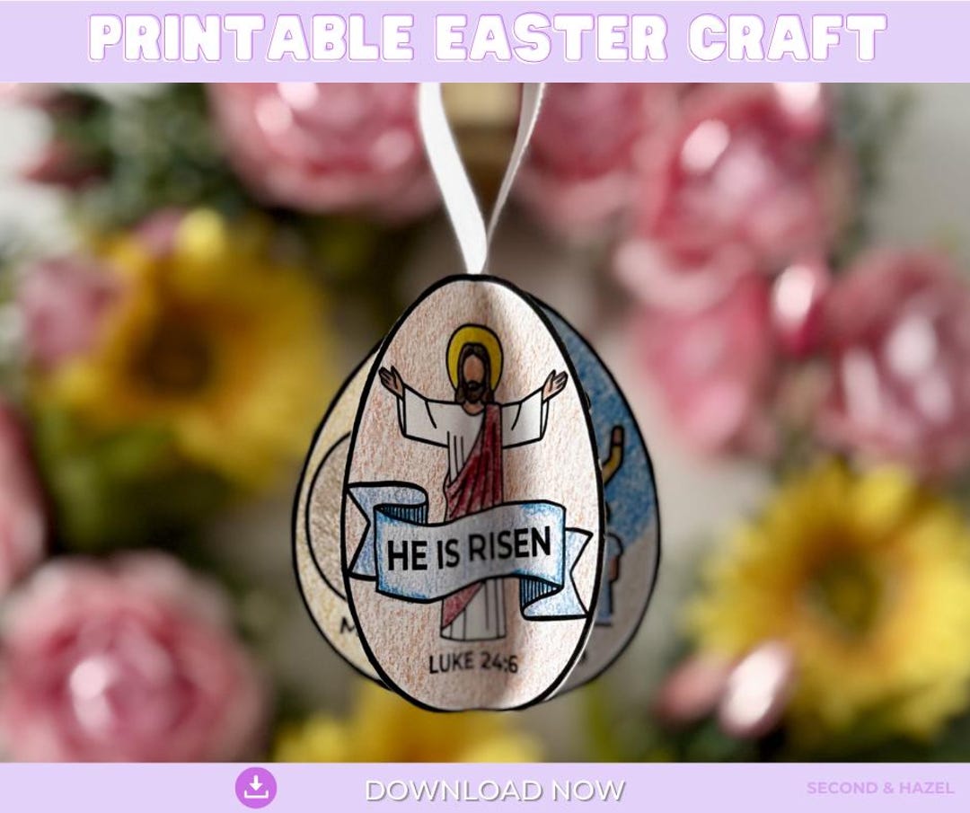 3d Easter Egg Story Craft, Coloring Craft, Bible Verse Printable ...