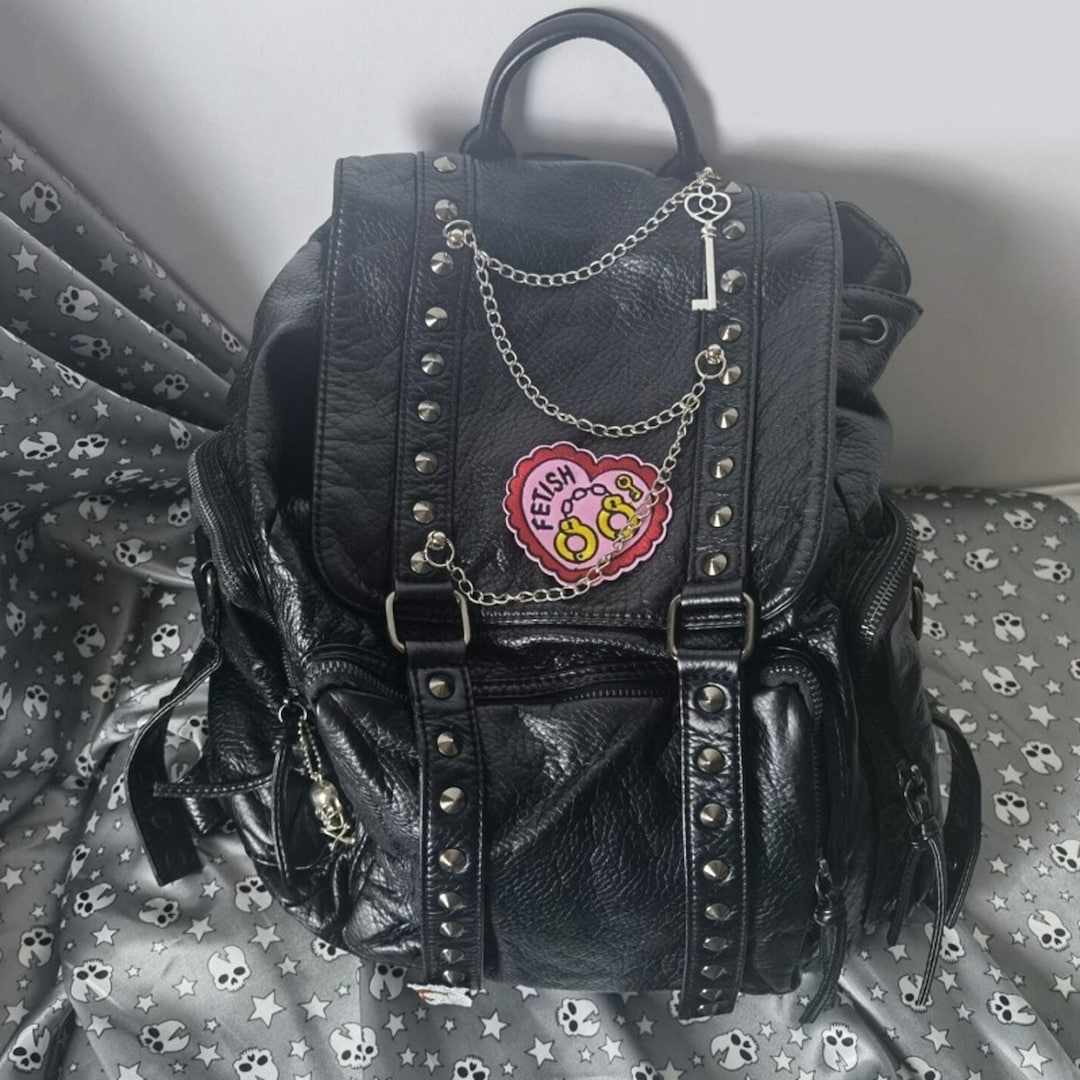 Leather Y2K Backpack Slipknot Punk Backpack Harajuku Goth - Etsy