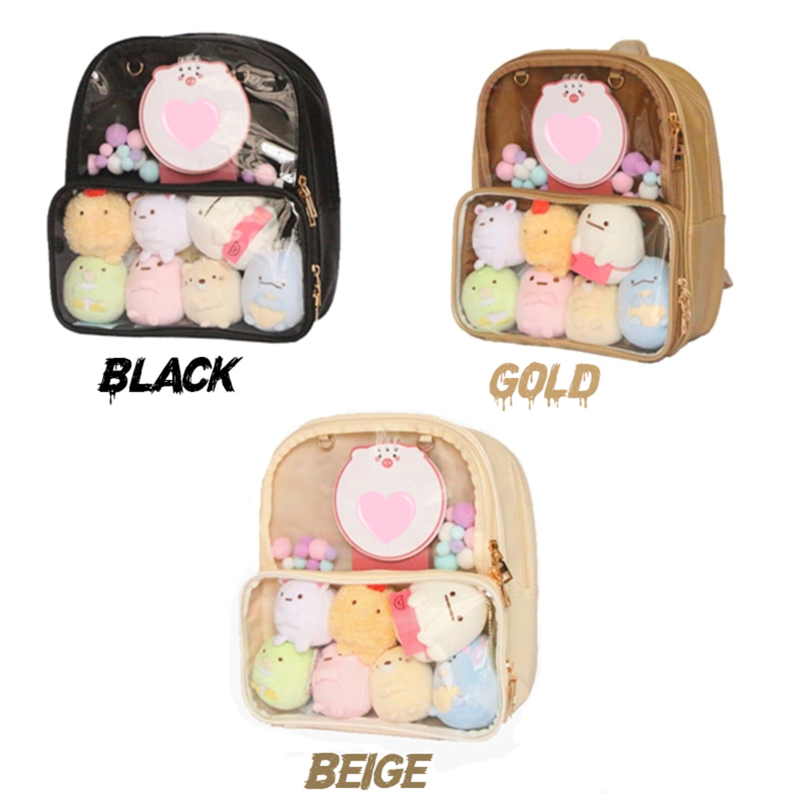 Ita Clear Kawaii Backpack Transparent Pin Collector Bag - Etsy