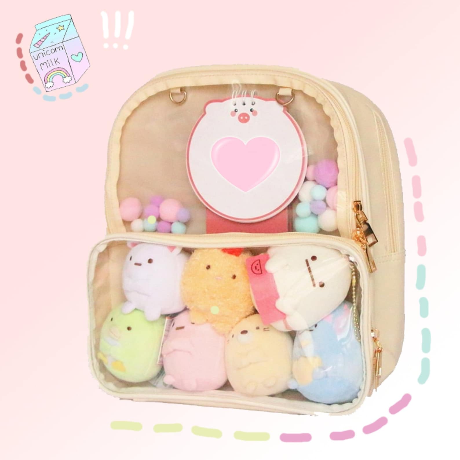 Ita Clear Kawaii Backpack Transparent Pin Collector Bag - Etsy