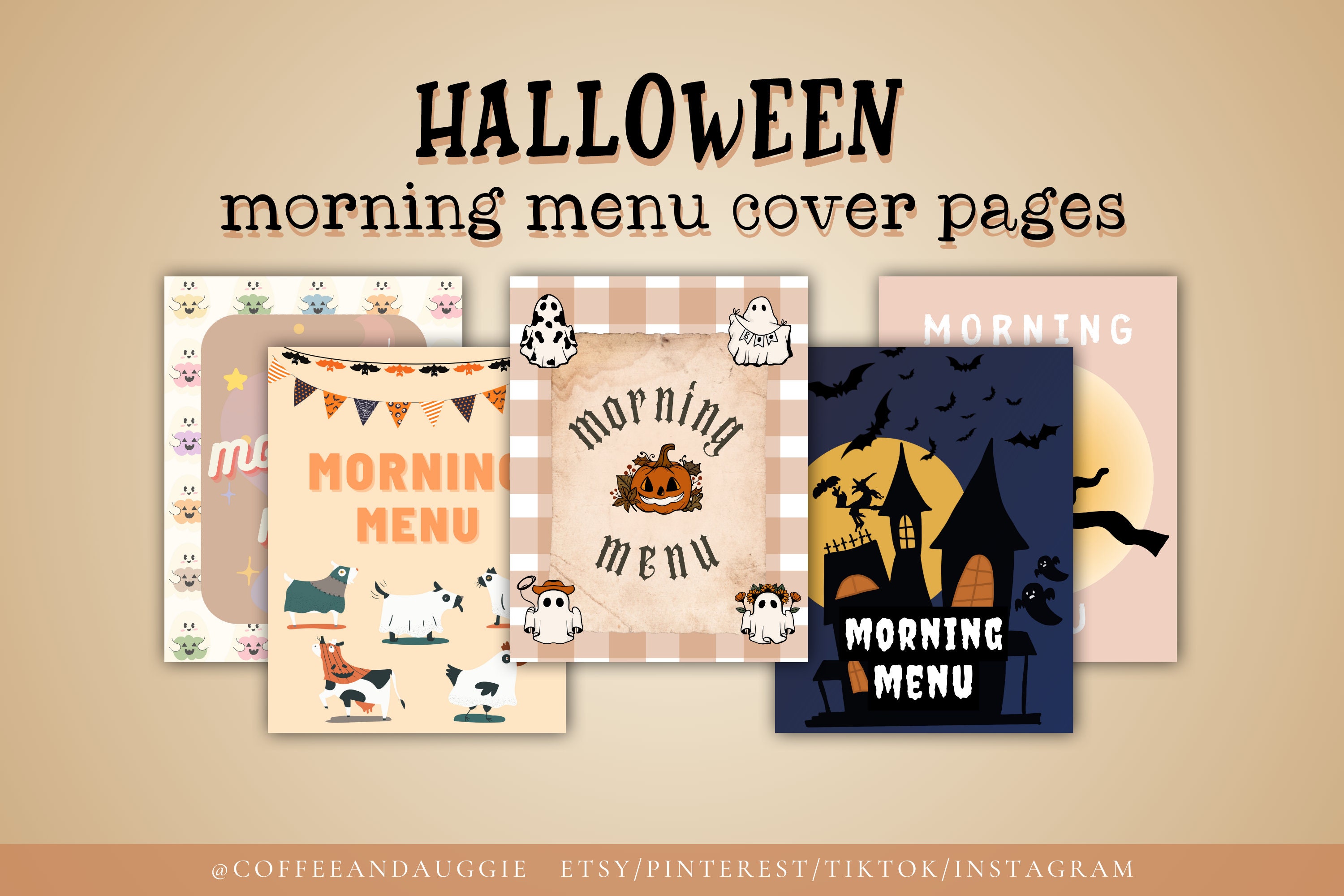 5 Halloween Morning Menu Cover Pages ONLY, Halloween Activity Pages ...