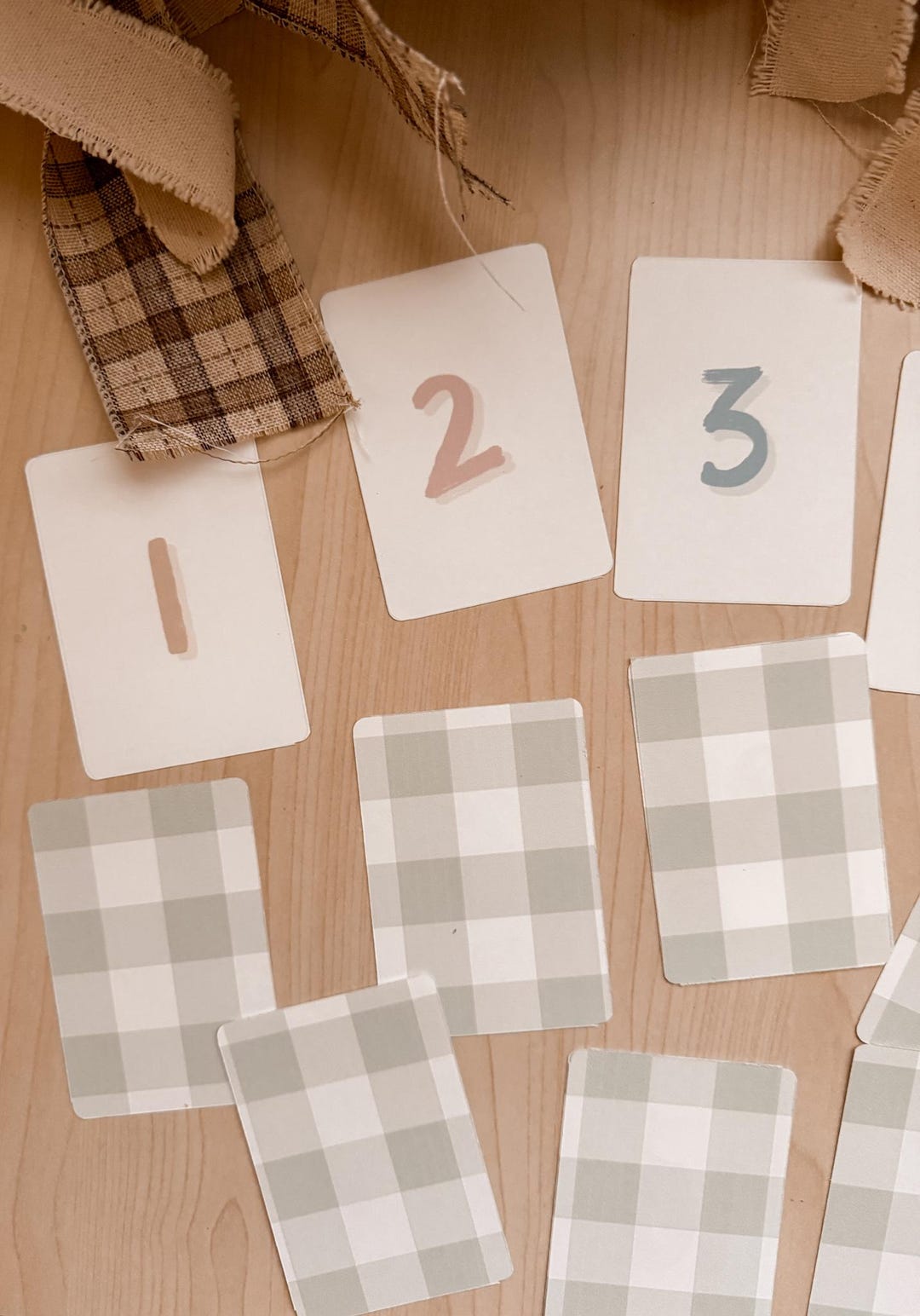 Gingham Numbers 1-20 Flashcards | Preschool Counting Cards | Montessori ...