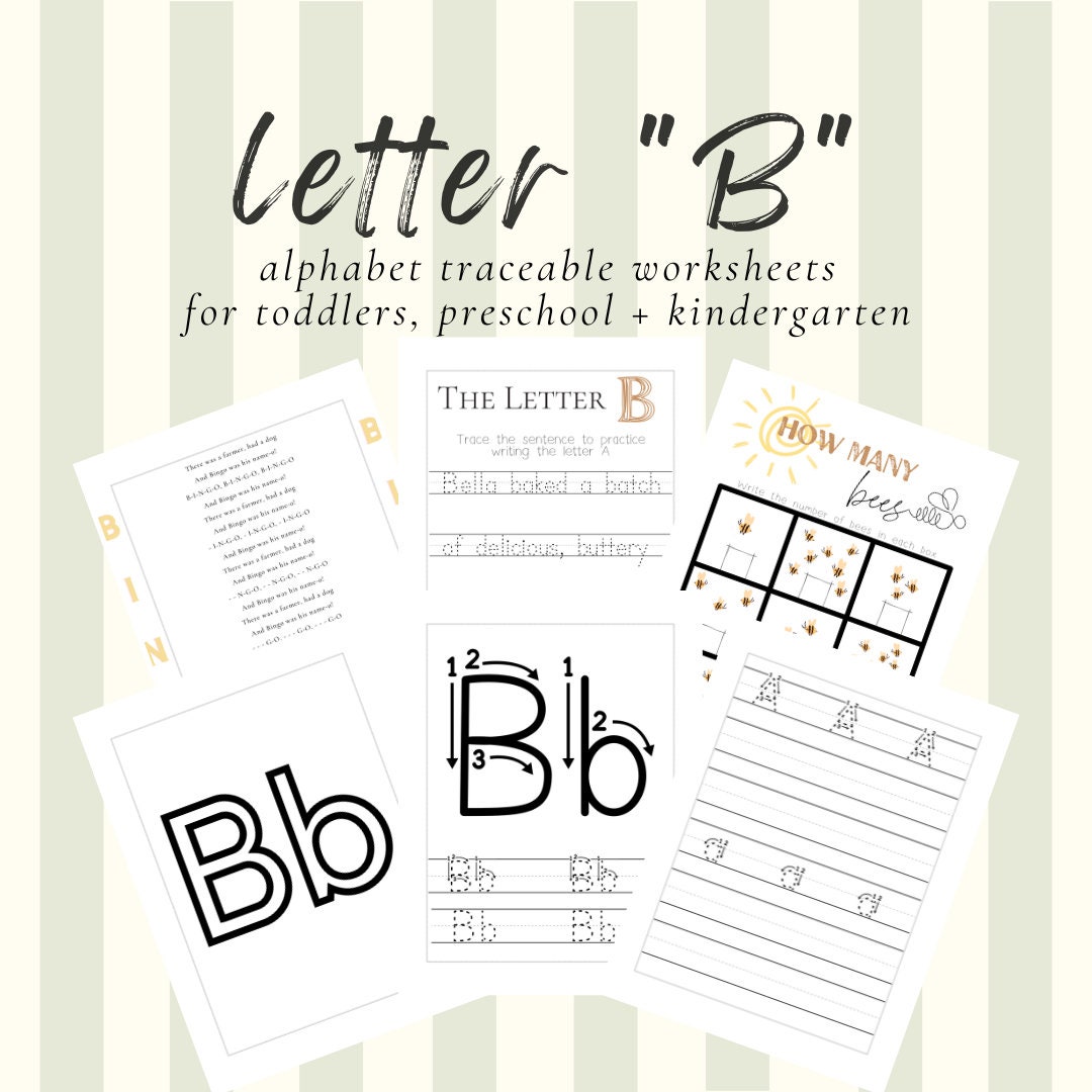 Letter B Tracing Printable, Morning Menu Inserts, ABC Printable, Letter ...