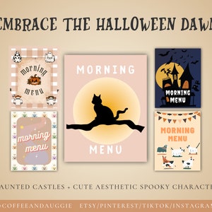 5 Halloween Morning Menu Cover Pages ONLY, Halloween Activity Pages ...