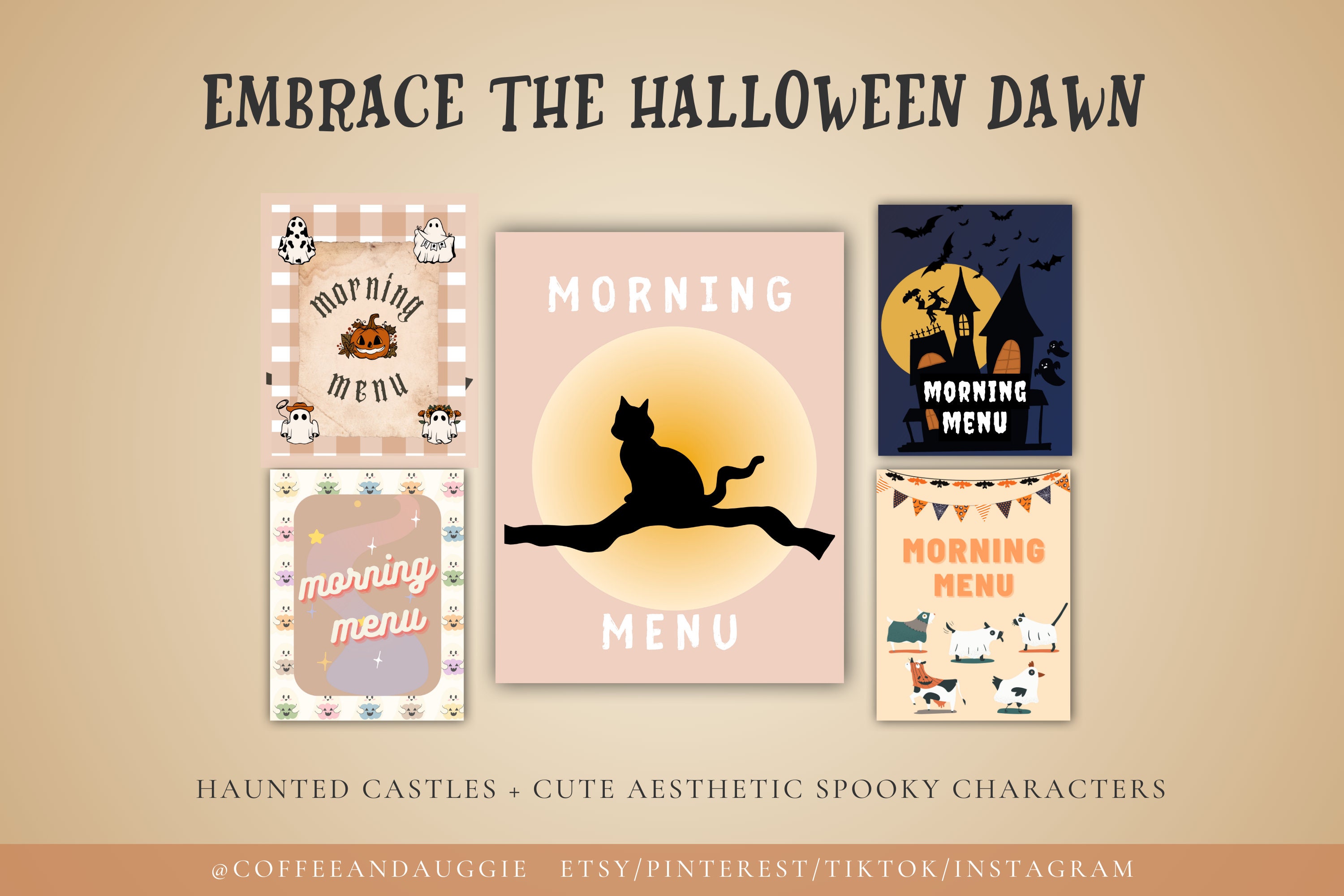 5 Halloween Morning Menu Cover Pages ONLY, Halloween Activity Pages ...