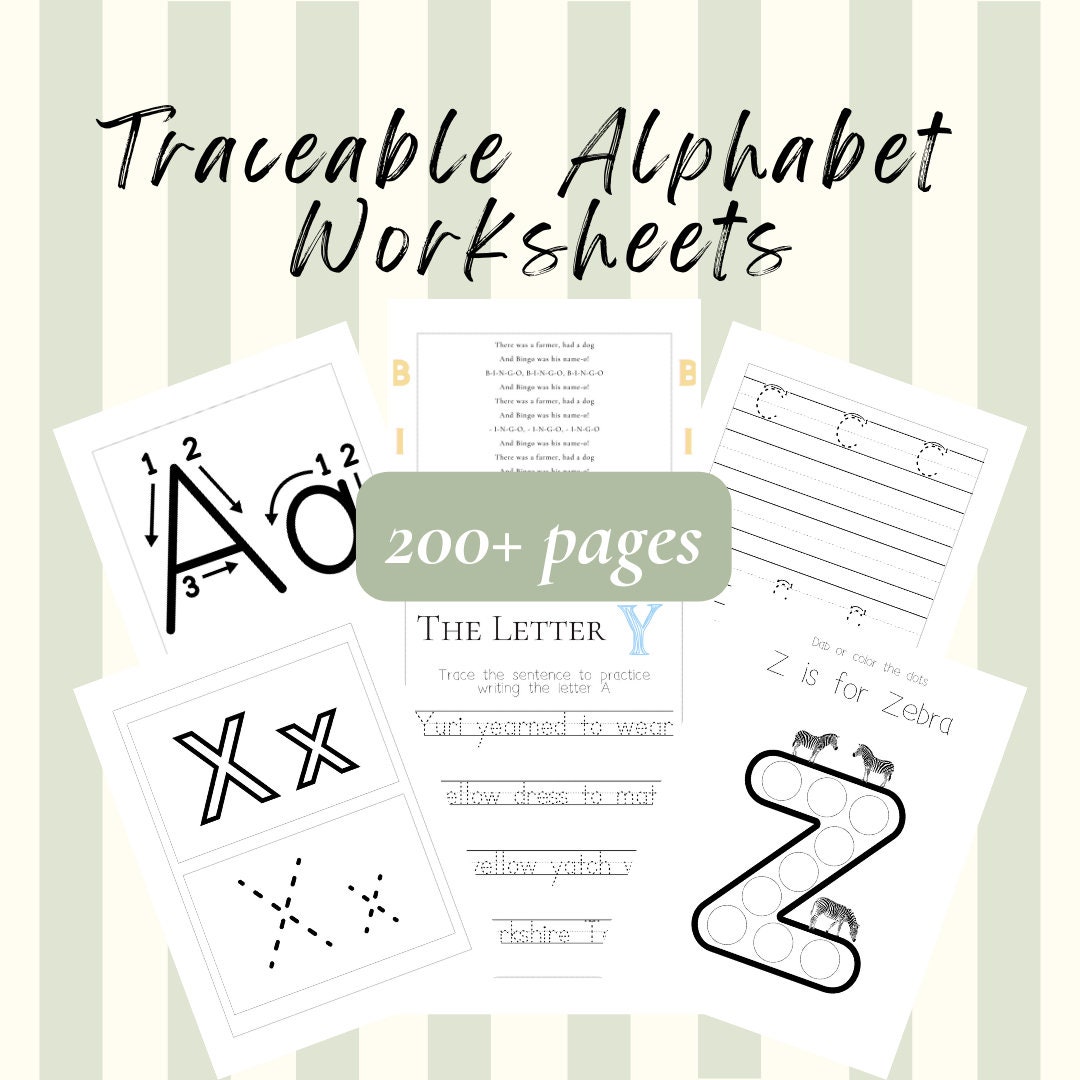 200 Alphabet Tracing Worksheets, Abc Tracing, Handwriting Practice ...