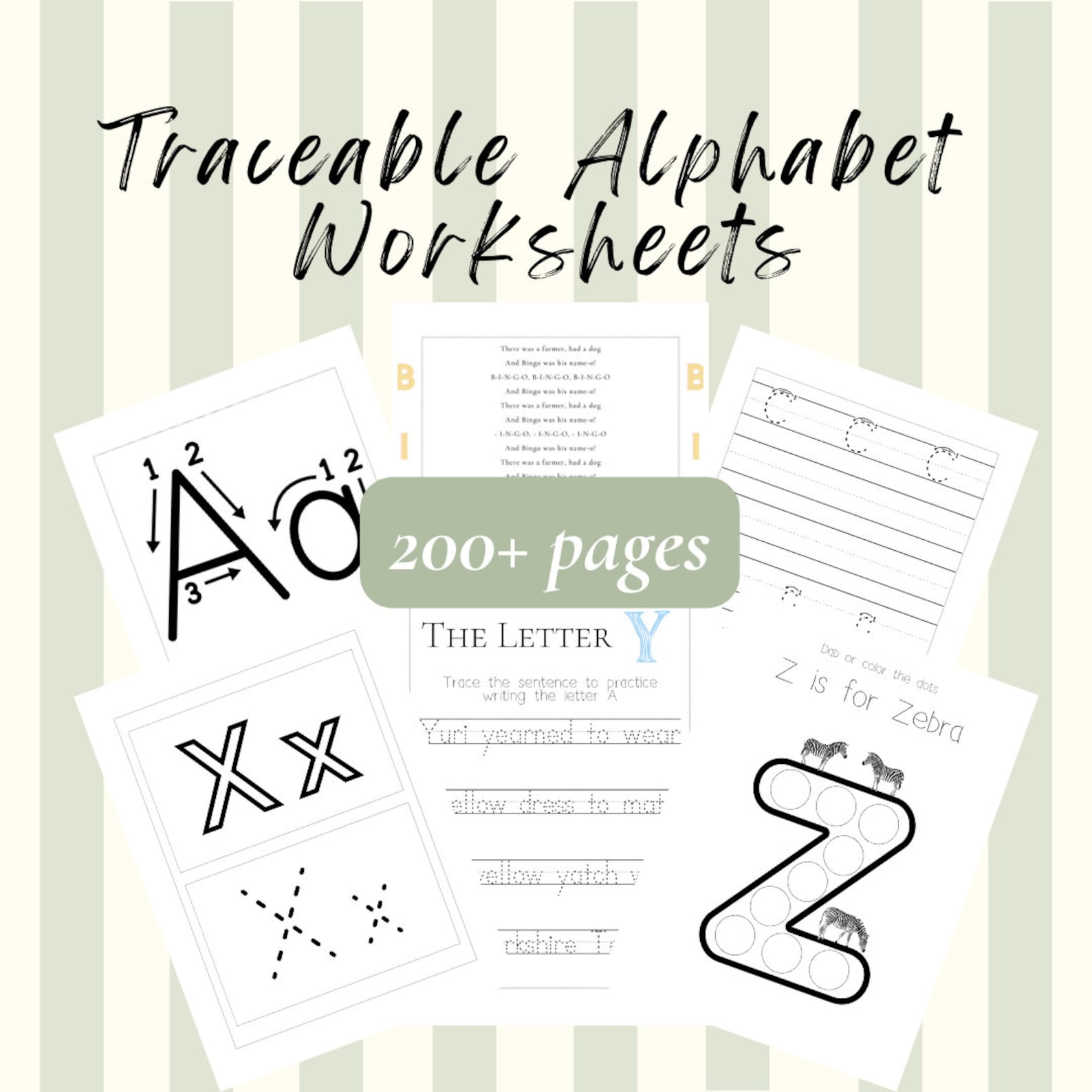 200+ Alphabet Tracing Worksheets, Abc Tracing, Handwriting Practice ...