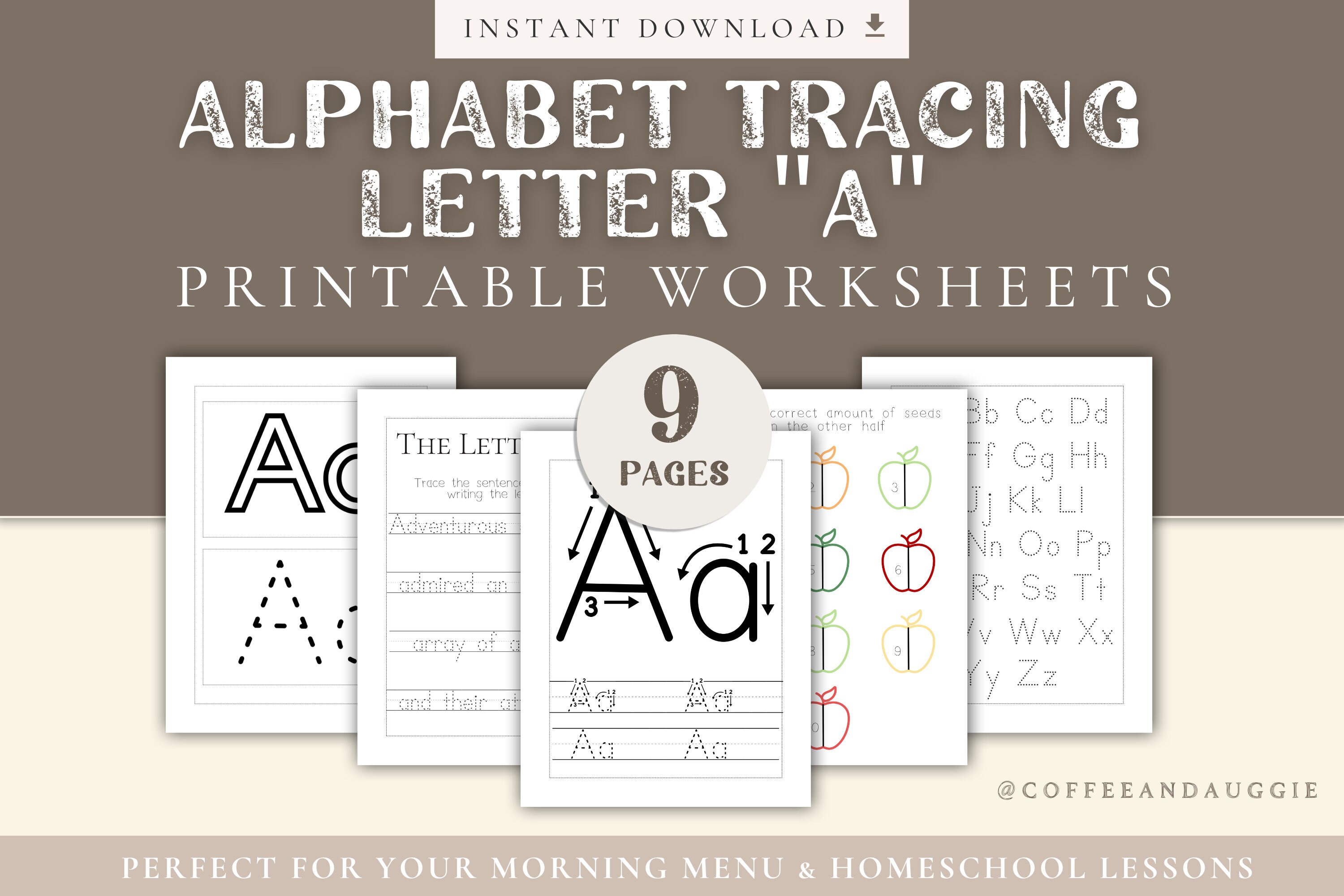 Letter A Tracing Printable Simple Morning Menu Inserts ABC Printable ...