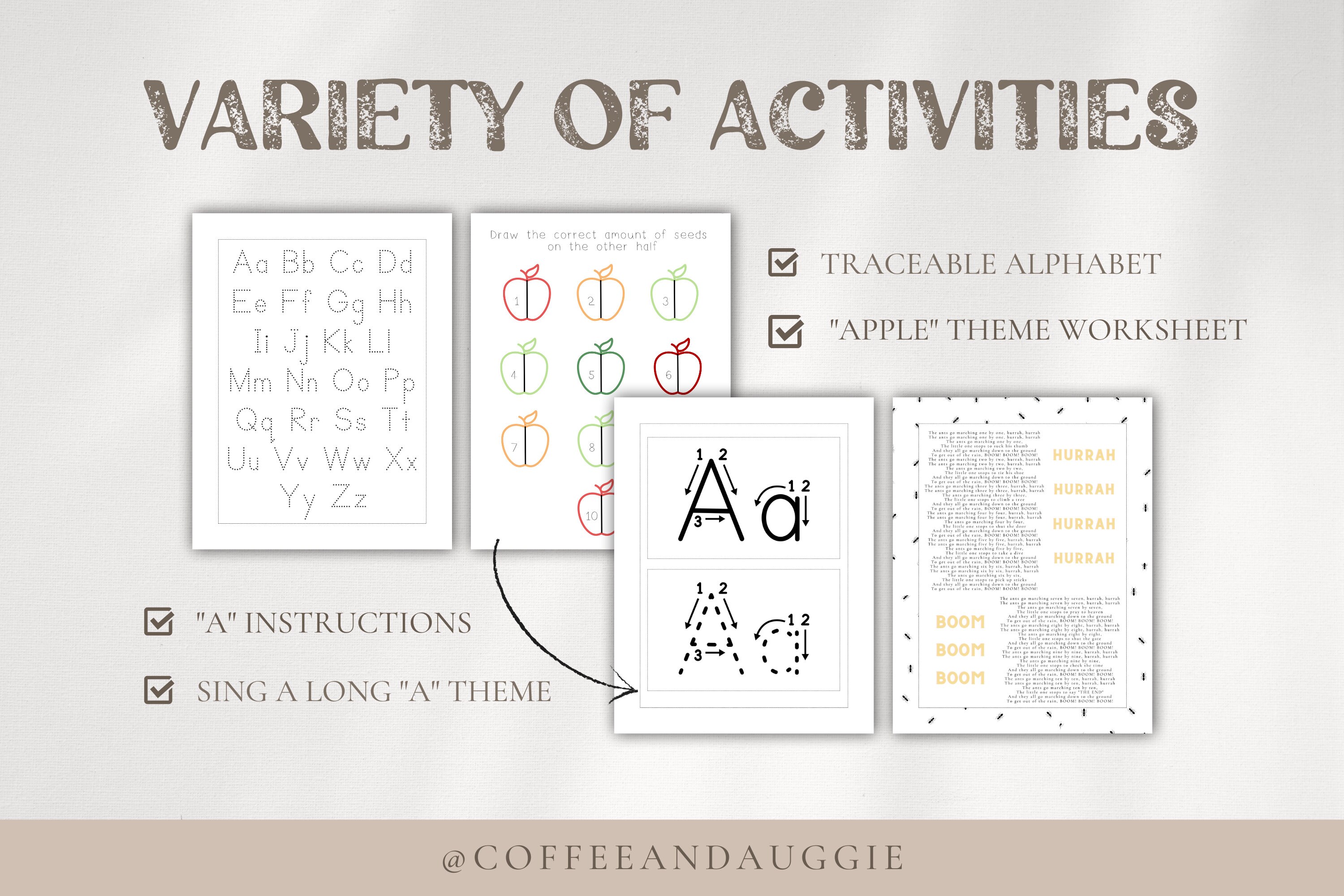 Letter A Tracing Printable Simple Morning Menu Inserts ABC Printable ...