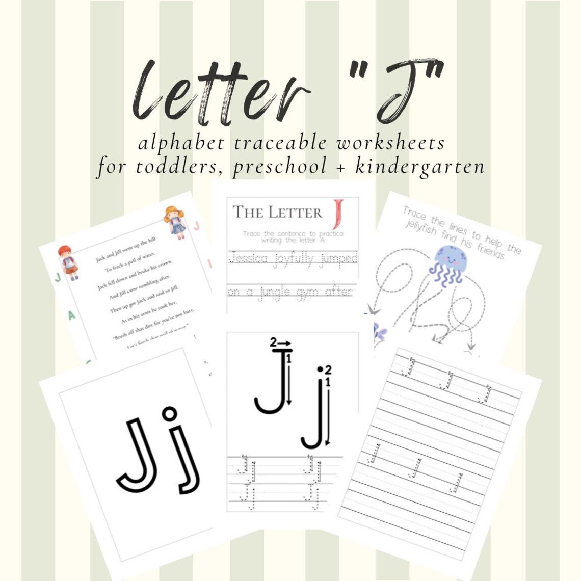 Letter J Tracing Printable Alphabet Tracing Worksheets ABC - Etsy