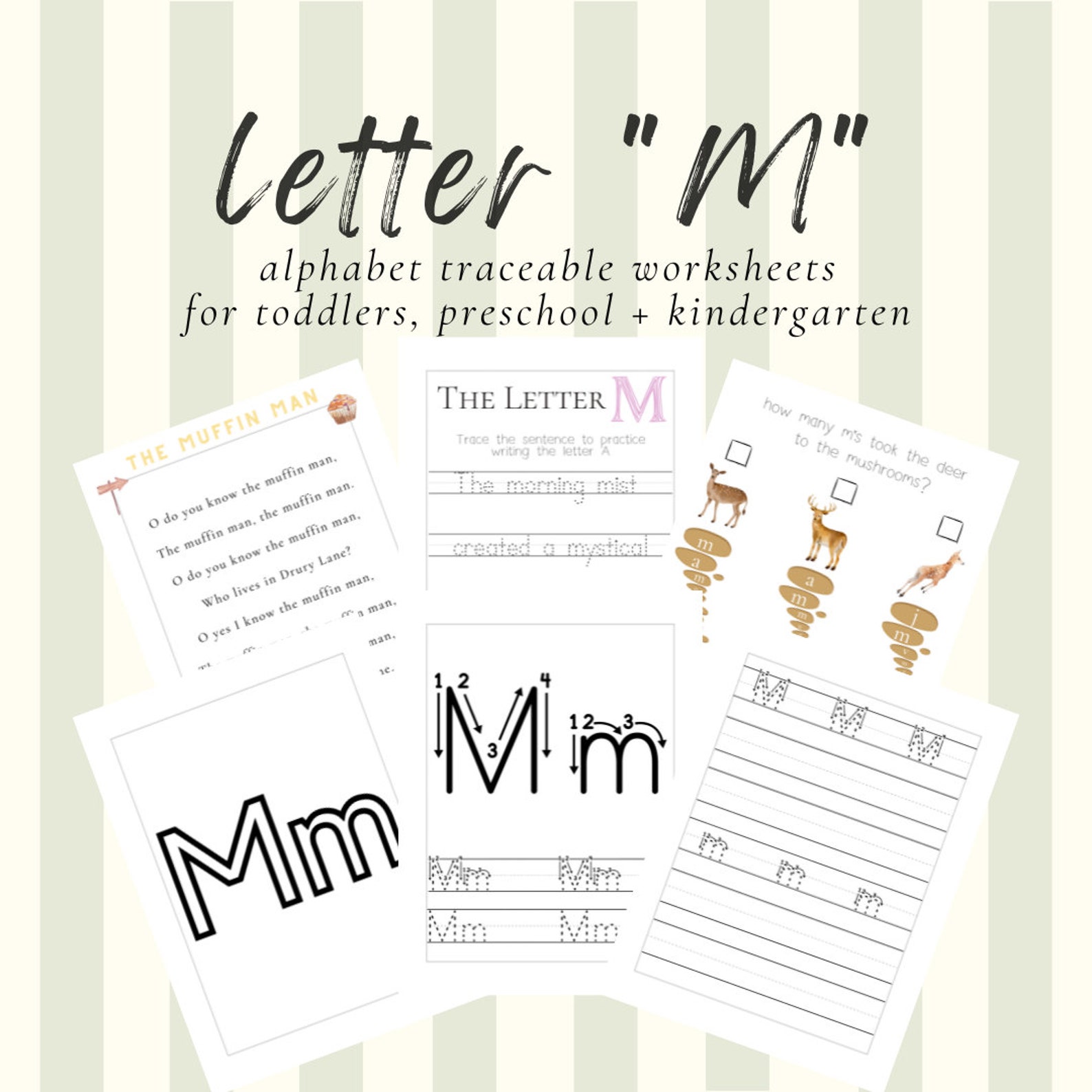 Letter M Tracing Printable, Morning Menu Inserts, ABC Printable, Letter ...