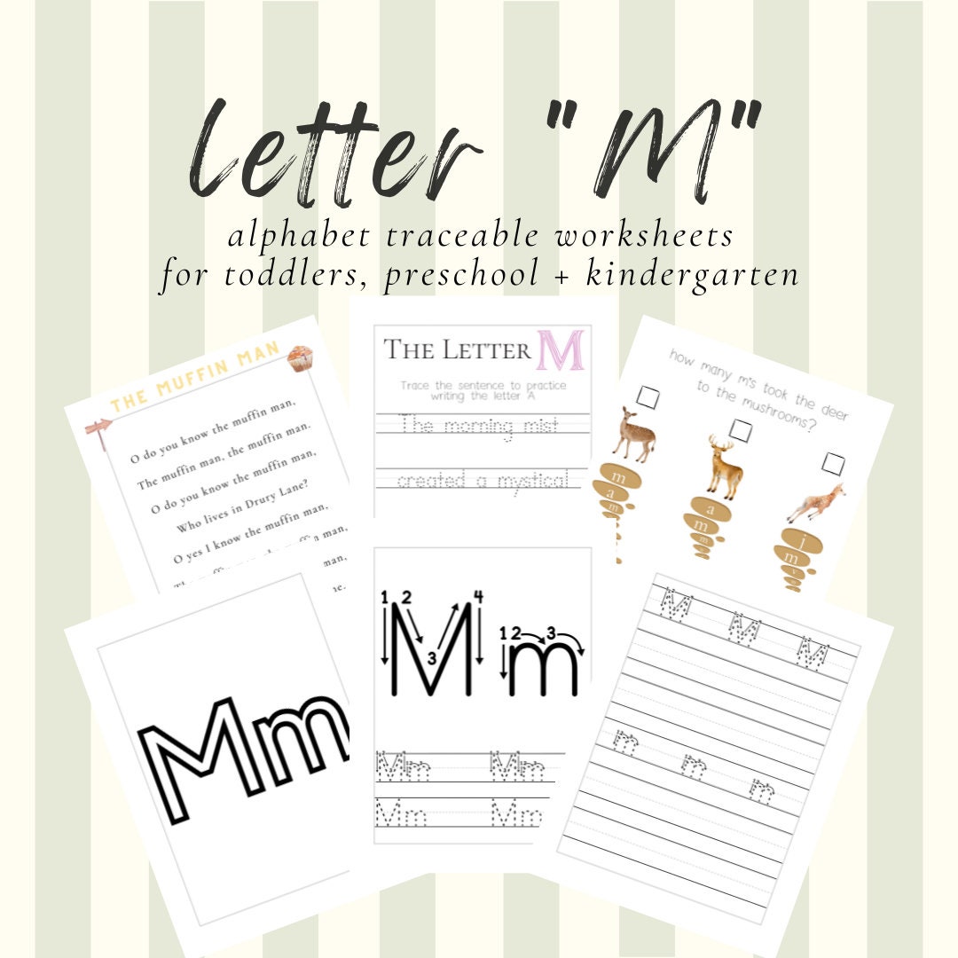 Letter M Tracing Printable, Morning Menu Inserts, ABC Printable, Letter ...