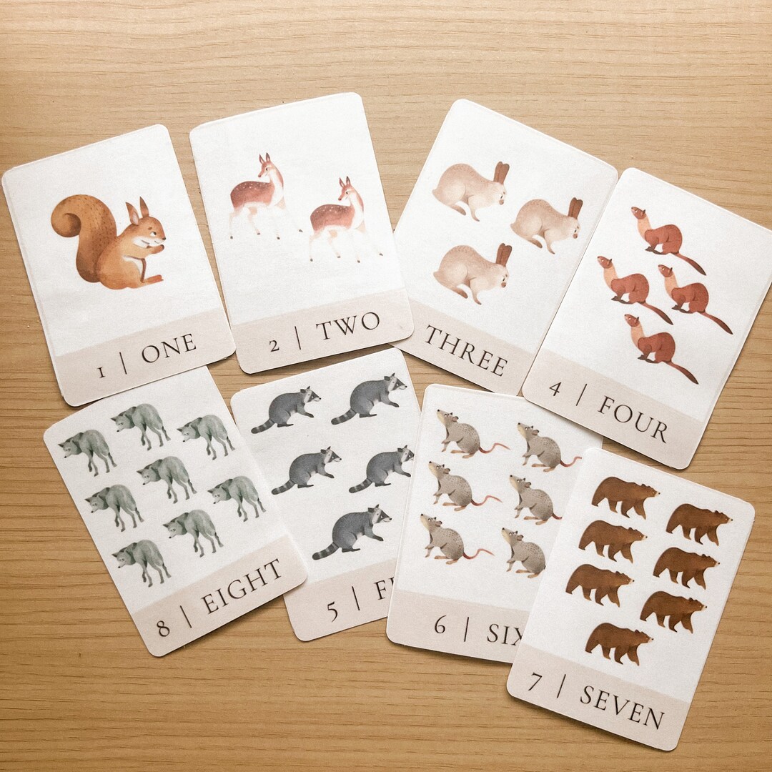 Woodland Animal Counting Cards 1-16| Montessori Cards | Woodland Animal ...