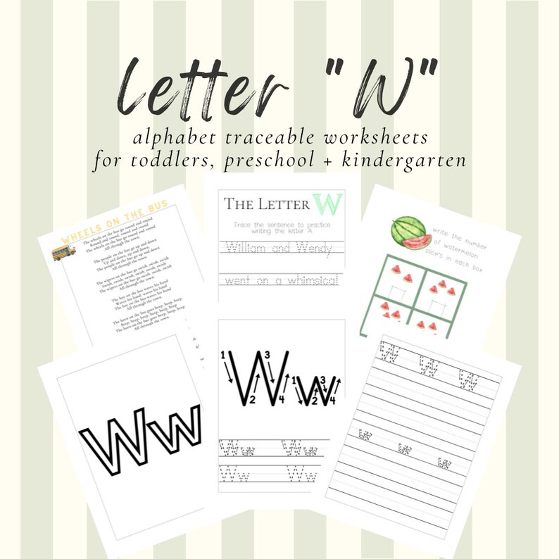 Letter W Tracing Printable Morning Menu Inserts ABC - Etsy