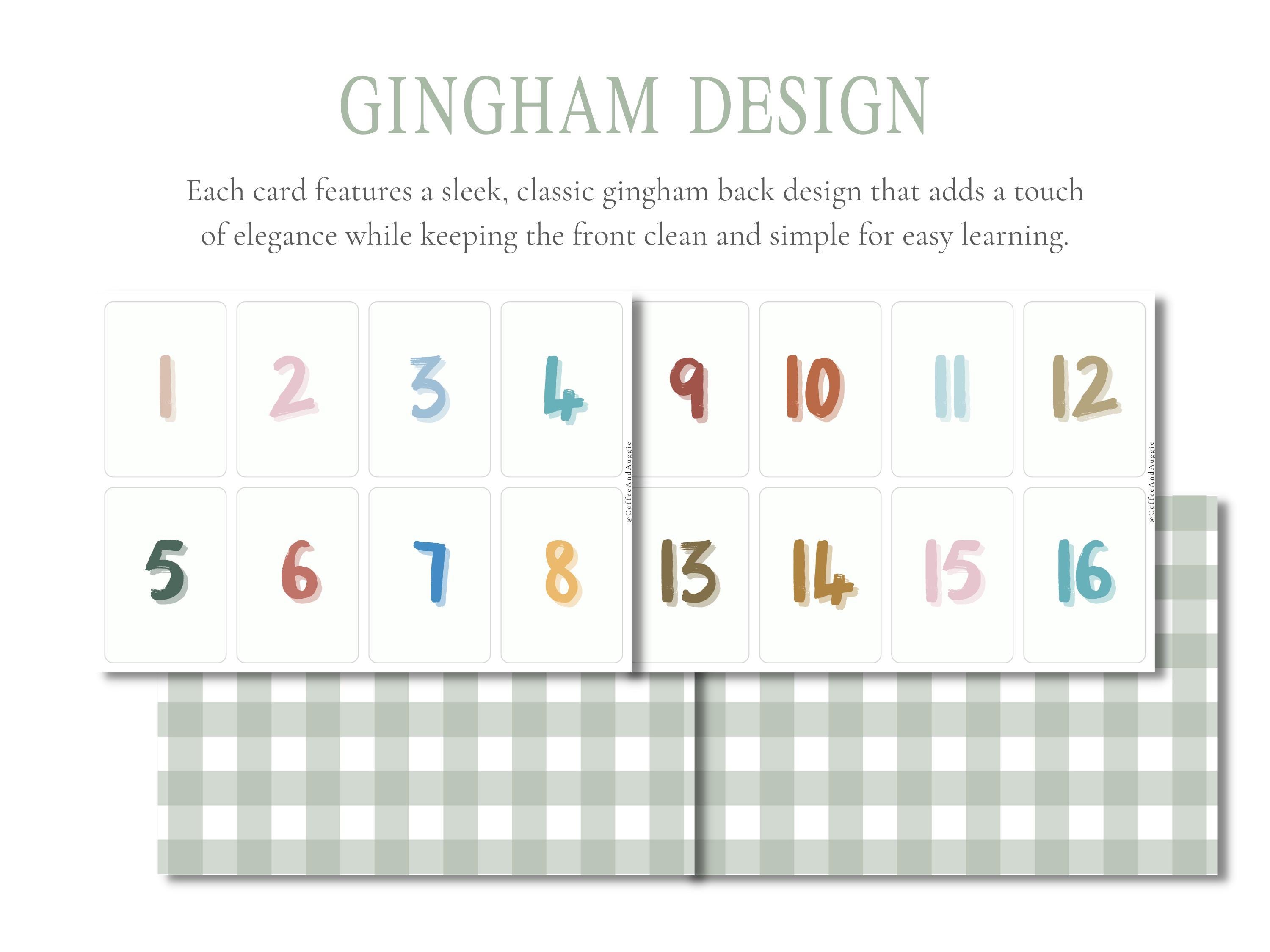 Gingham Numbers 1-20 Flashcards | Preschool Counting Cards | Montessori ...