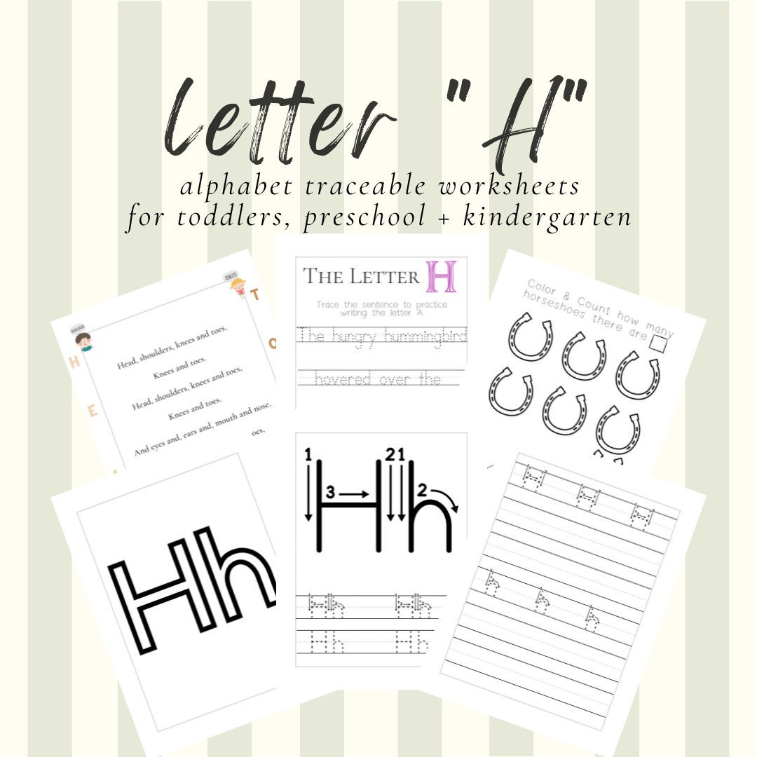 Letter H Tracing Printable, Morning Menu Inserts, ABC Printable, Letter ...