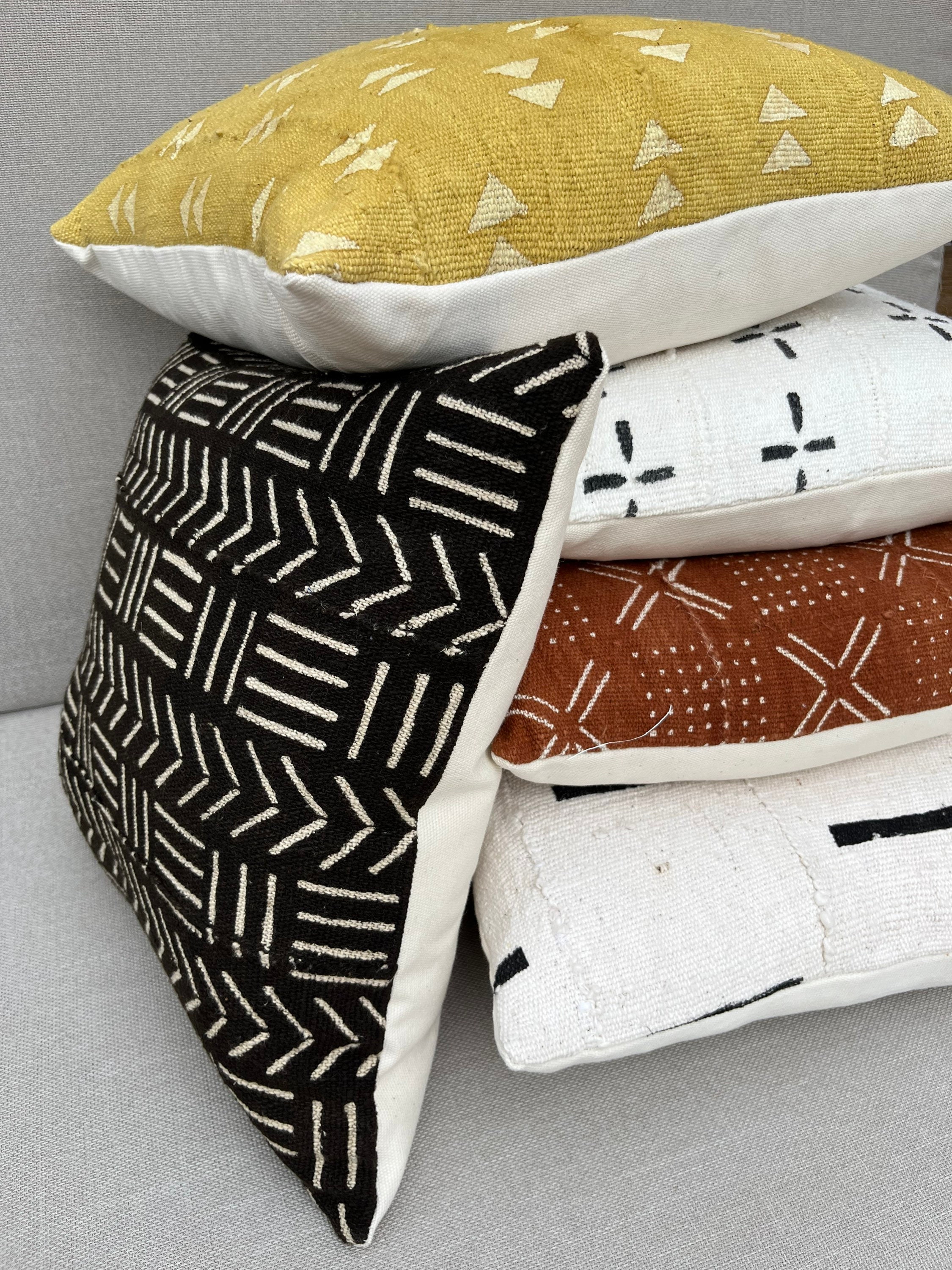 Black and White African Mudcloth Pillow Cover, Authentic Mali Black and ...