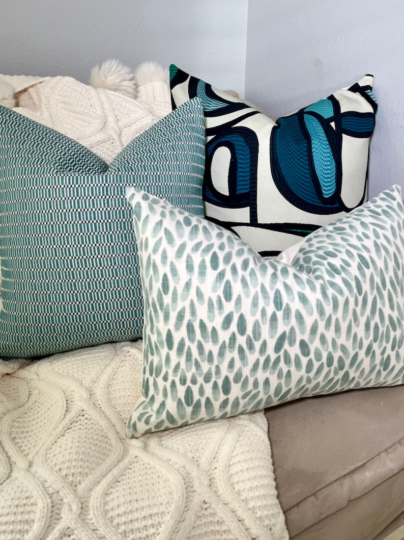 Aqua and White Dots / Petal Throw Pillow - Rayne Pillow Cover - Etsy