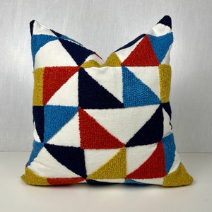 Tufted Geometric Triangles Pillow Cover - Colorful Abstract Woven ...
