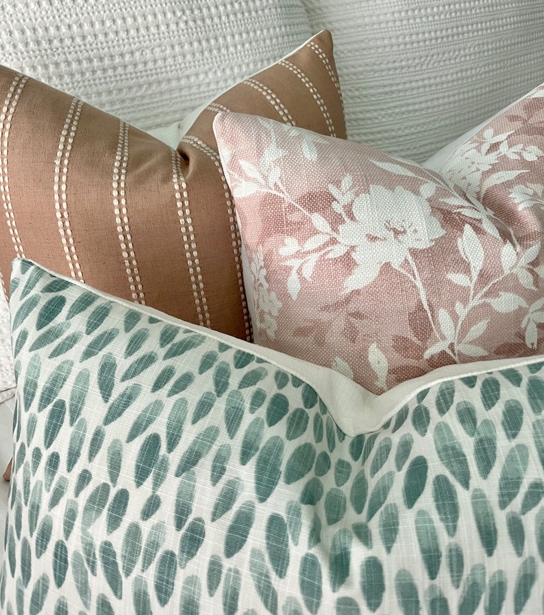Aqua and White Dots / Petal Throw Pillow - Rayne Pillow Cover - Etsy
