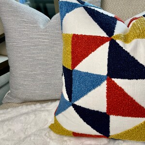 Tufted Geometric Triangles Pillow Cover - Colorful Abstract Woven ...