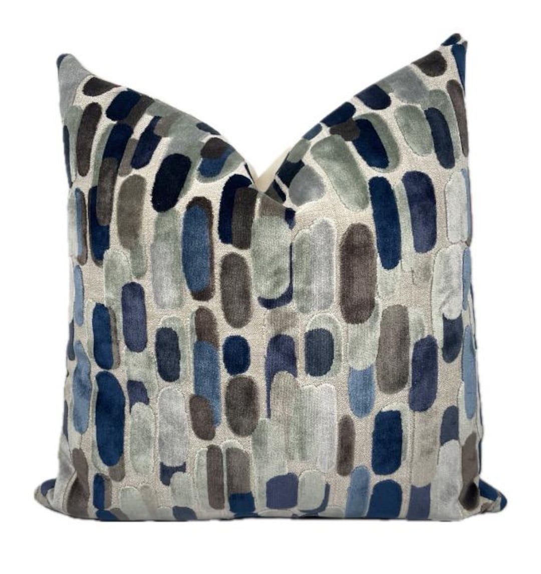 Geometric Oval Velvet Pillow Cover - River - Etsy