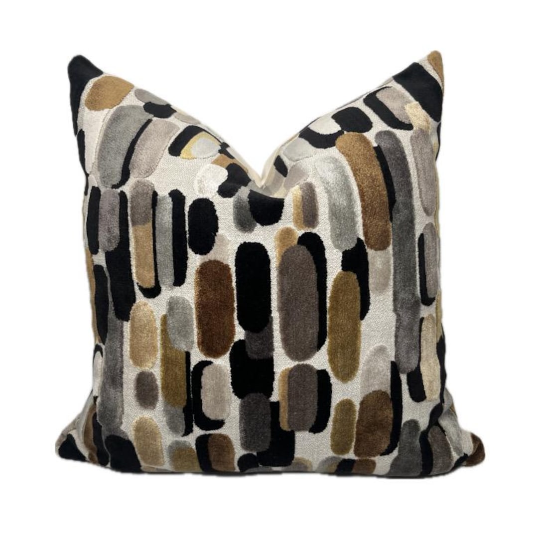 Geometric Oval Cut Velvet Pillow Cover - Modern Elegance - Etsy