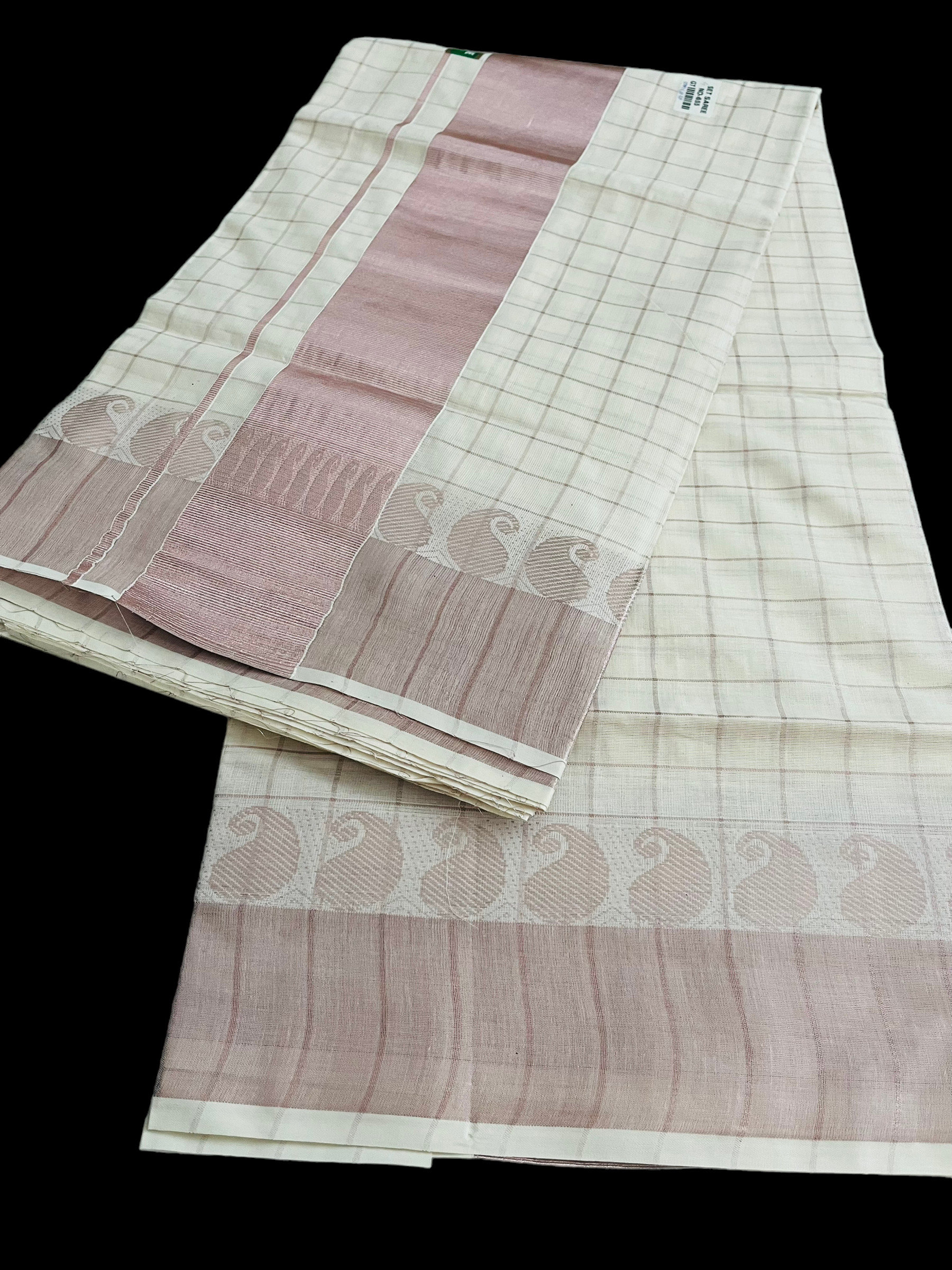 Kerala Vishu Setsaree Rose Gold Check Stripes | Kerala Saree Rose Gold ...