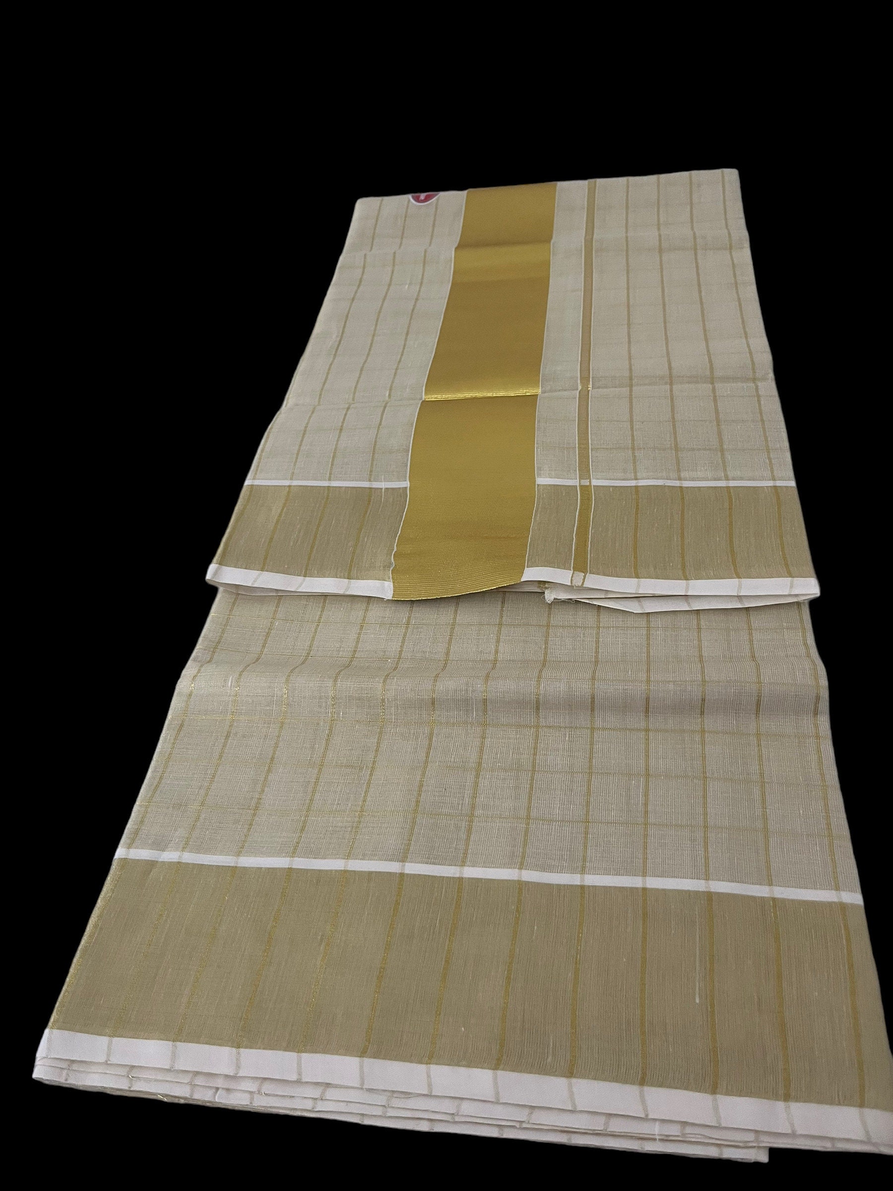 Kerala Onam Set Saree Gold Check Stripes Kerala Saree Gold - Etsy