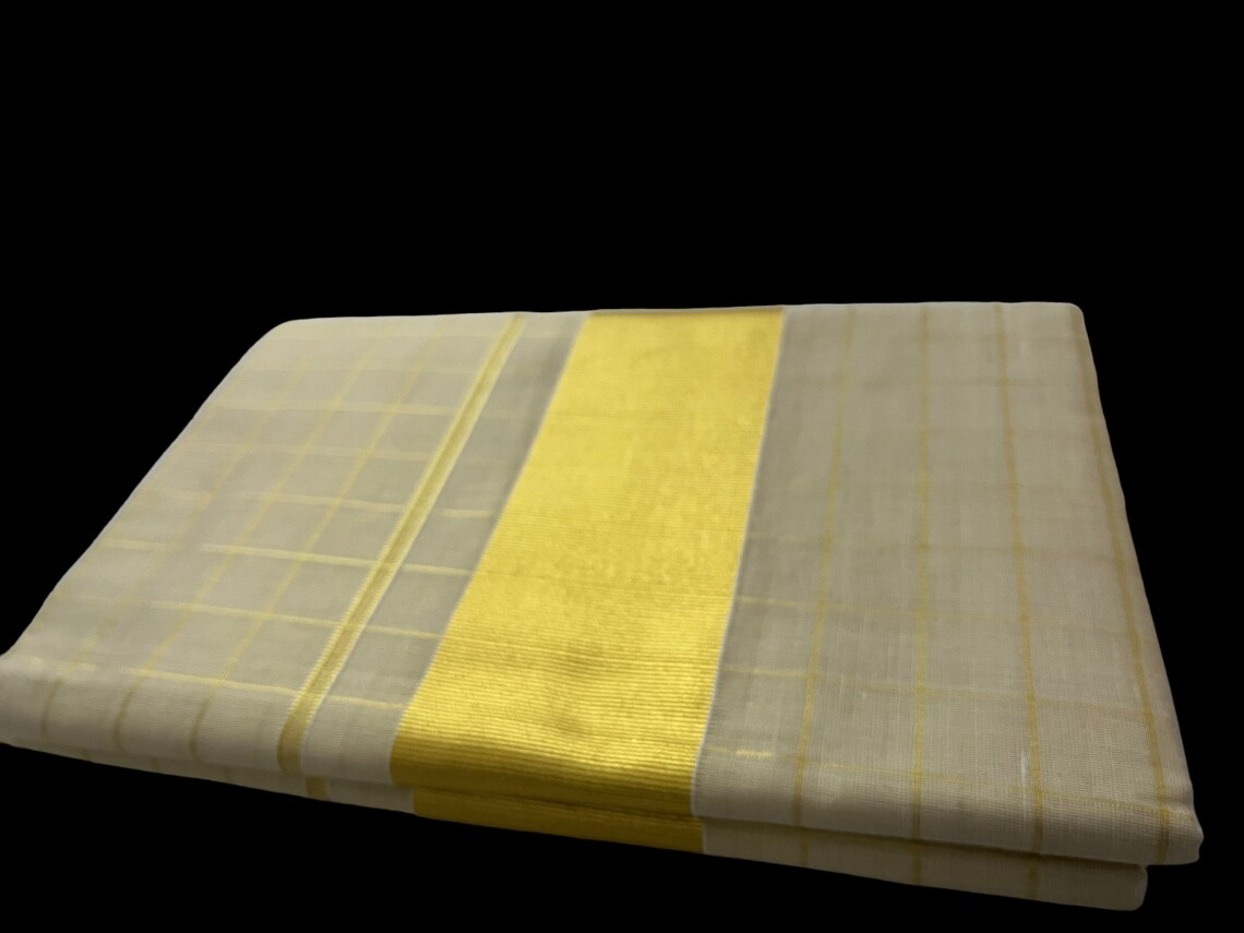 Kerala Onam Set Saree Gold Check Stripes Kerala Saree Gold - Etsy