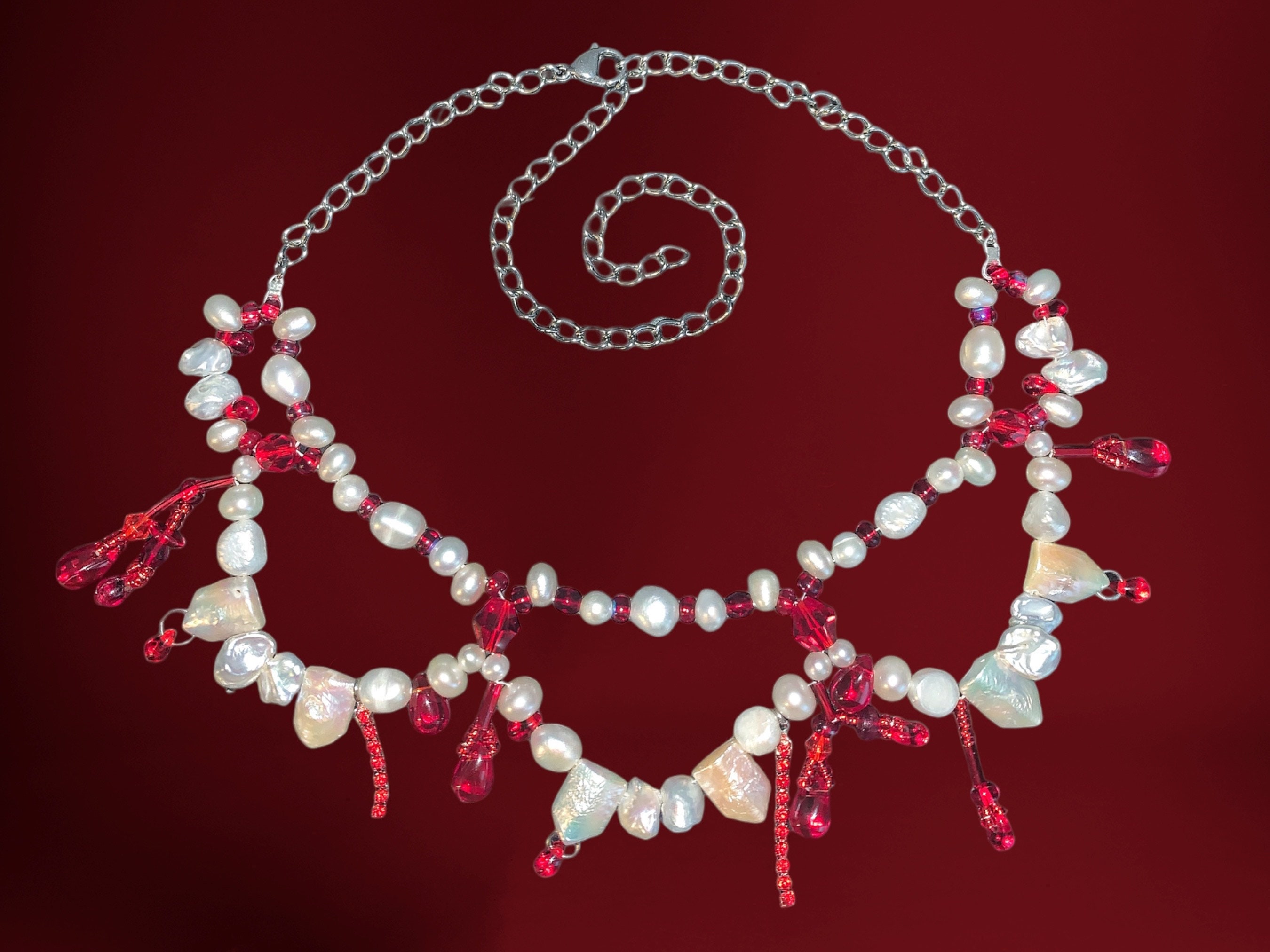 Bloodsucker Necklace W/ Freshwater Pearl Fang Bites & Blood - Etsy