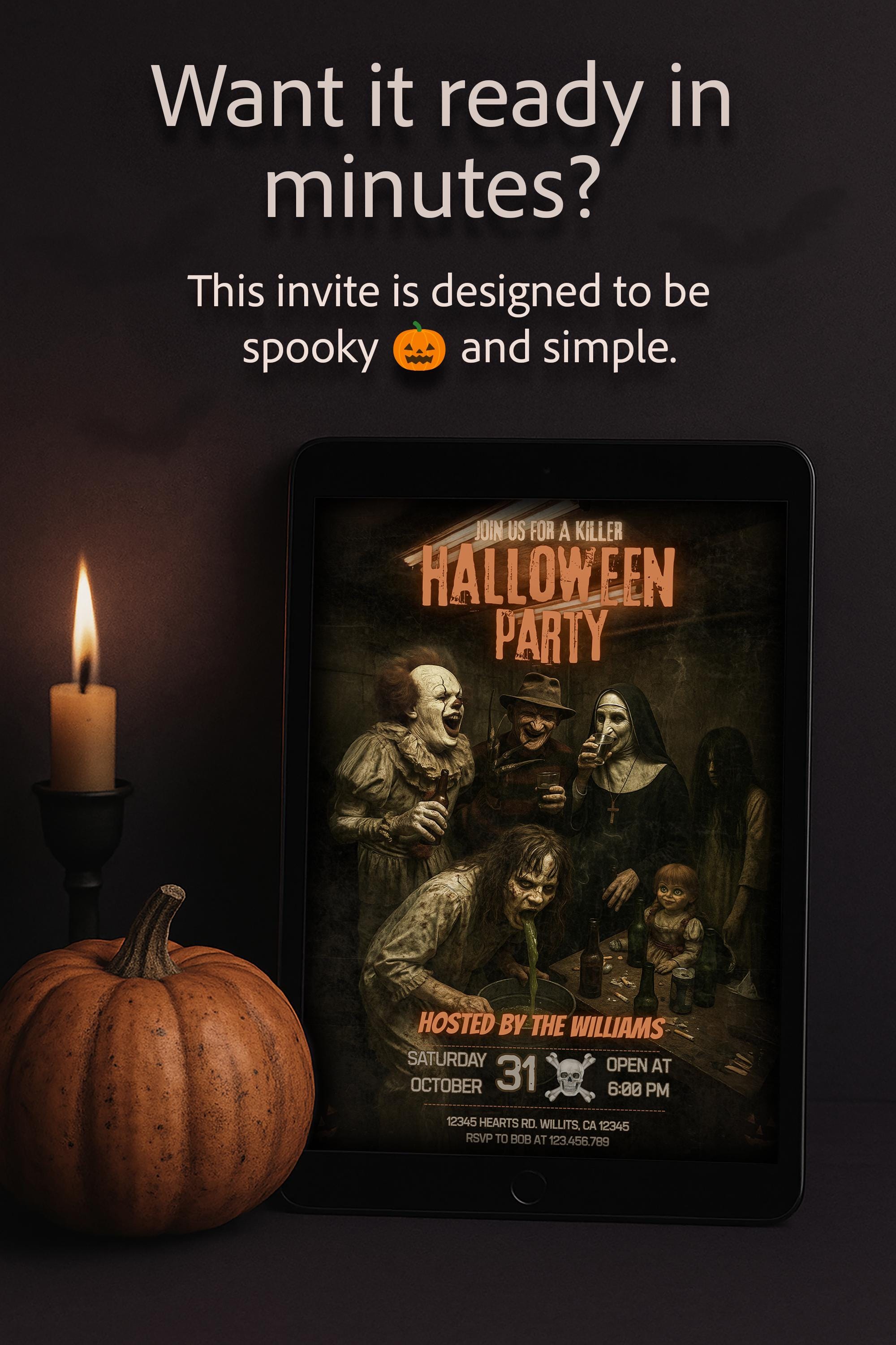 Scary Halloween Invitation Template, Funny Horror Villains Basement ...