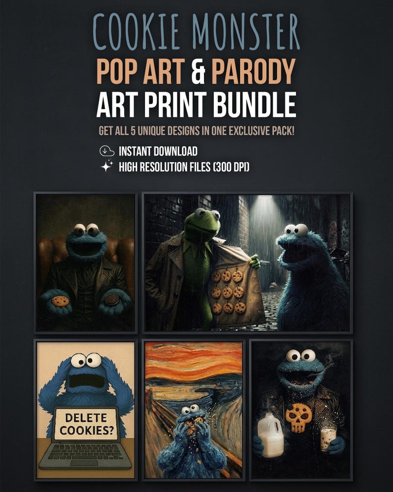 Funny Blue Monster Poster, Delete All Cookies Meme Print, Tech Humor ...