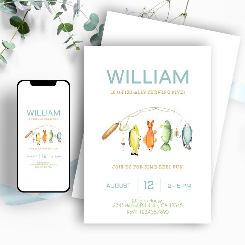 EDITABLE Fishing Birthday Invitation O-fish-ally the Big - Etsy