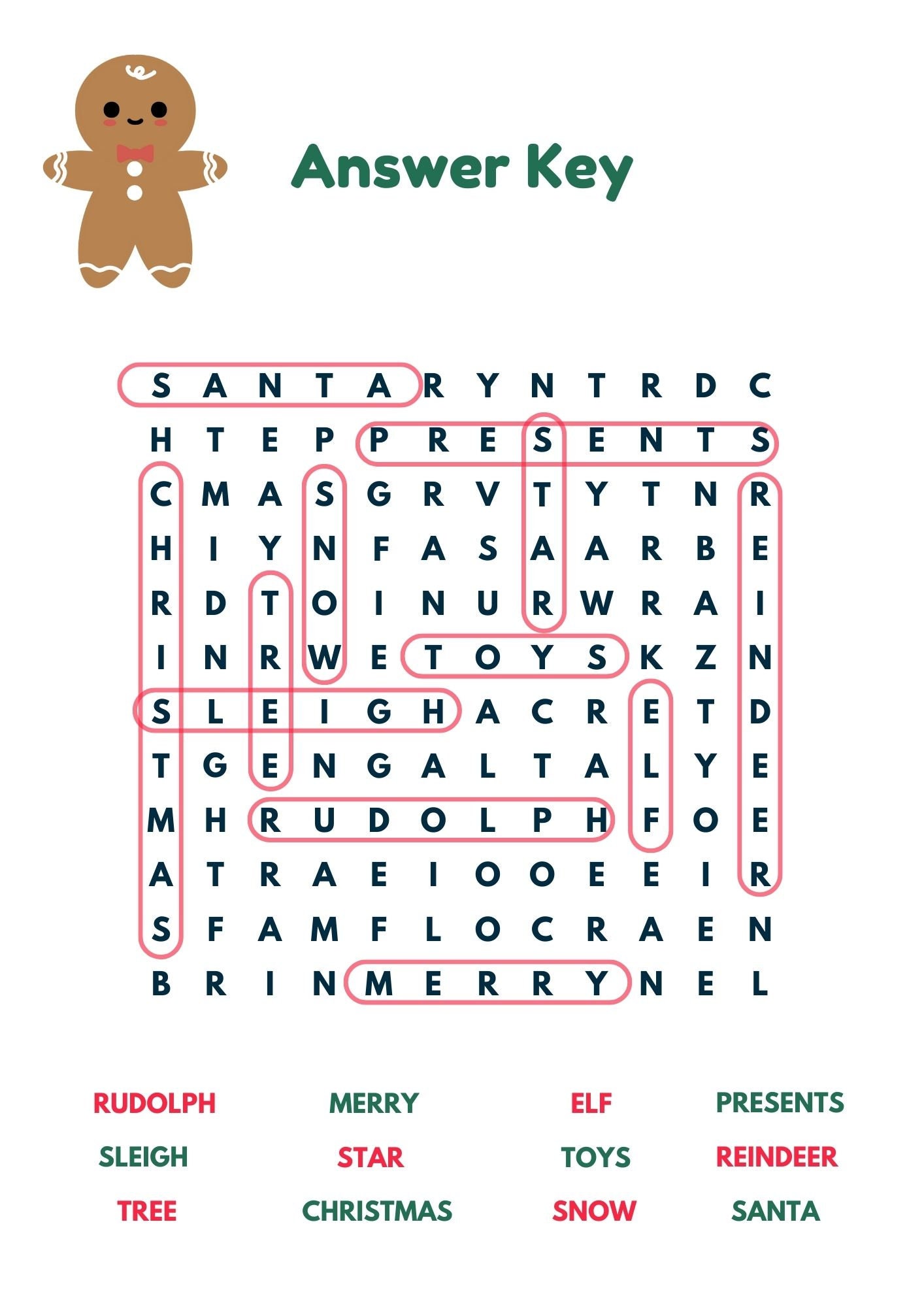 Christmas Find - a - Word With Answer Sheet - Etsy