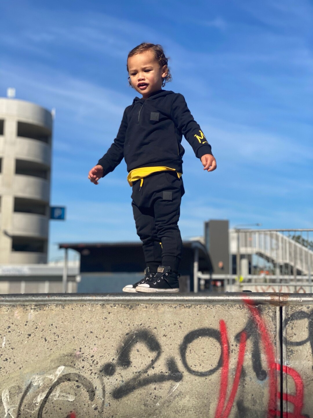 Boys Graffiti Crown Tracksuit - Black With Yellow Embellishment - Etsy