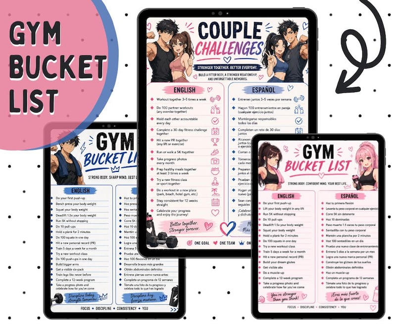 Fitness Gym Workout Bucket List Planner (digital Download) - Etsy
