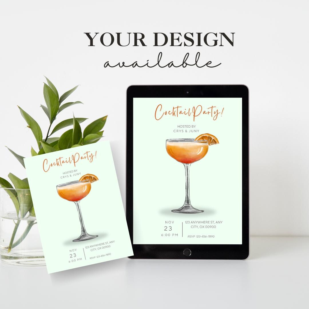 Modern Cocktail Party Invitation: Editable Template (digital Download ...