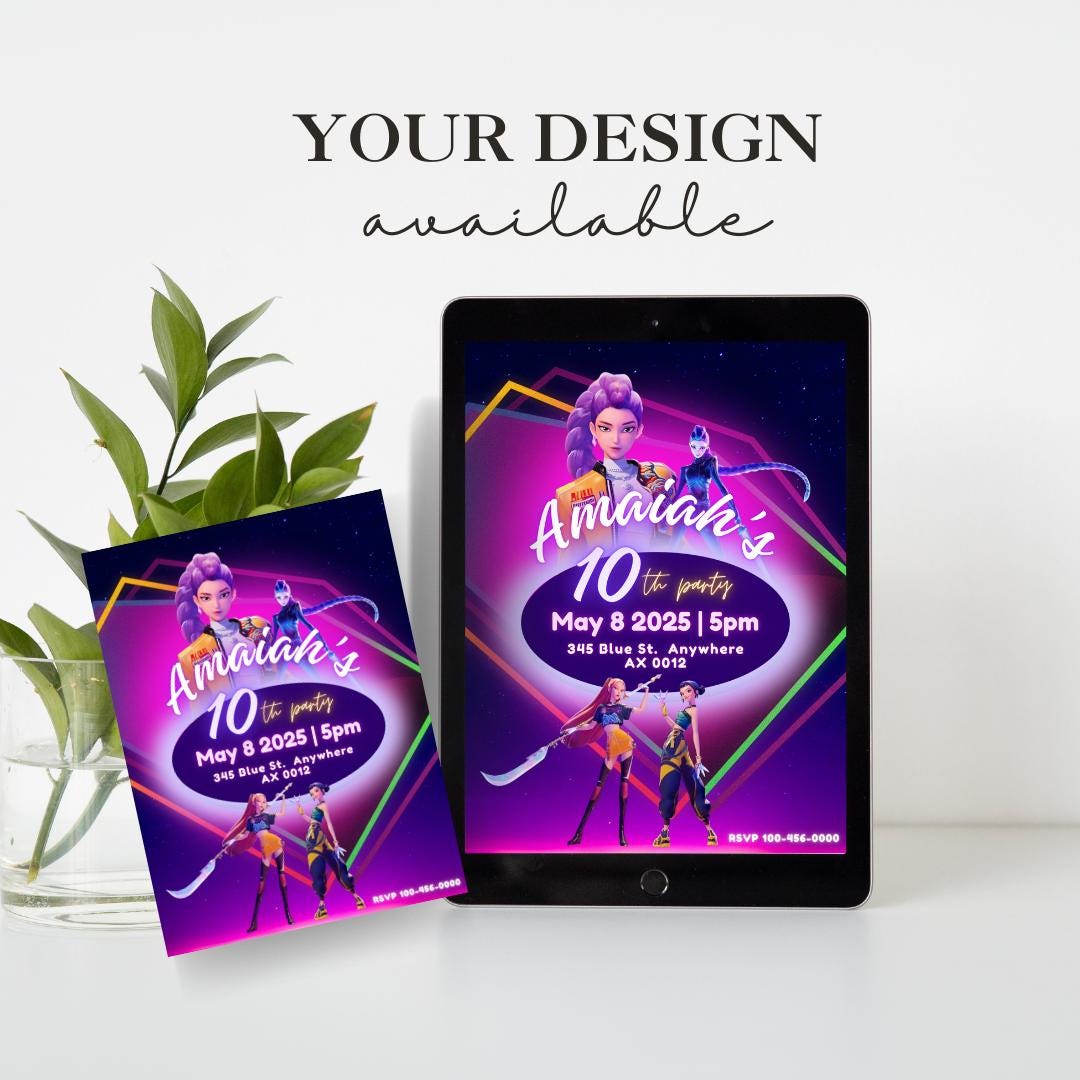 KPOP Demon Hunters Invitation, KPOP Demon Hunters Birthday Invitation ...