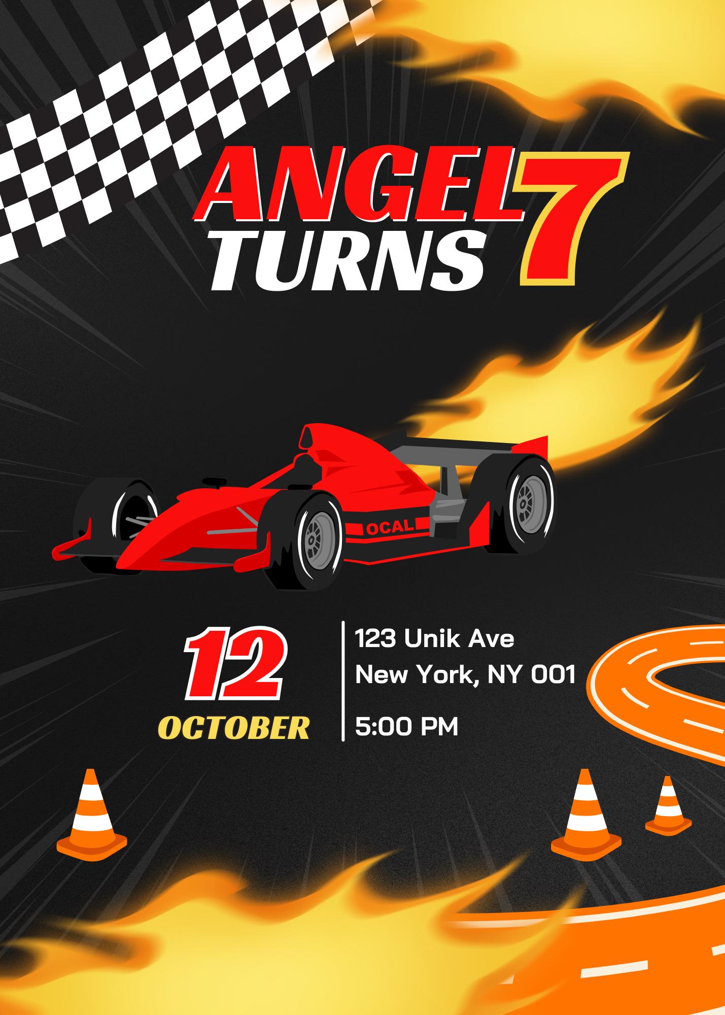 Editable Race Car Birthday Invitation: Canva Template (PDF Download) - Etsy