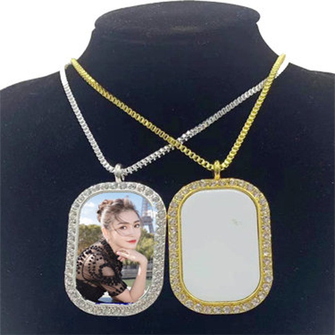 CUSTOM Dog Tag Necklace,rhinestone PERSONALIZED GIFT, 1 Photo Birth ...