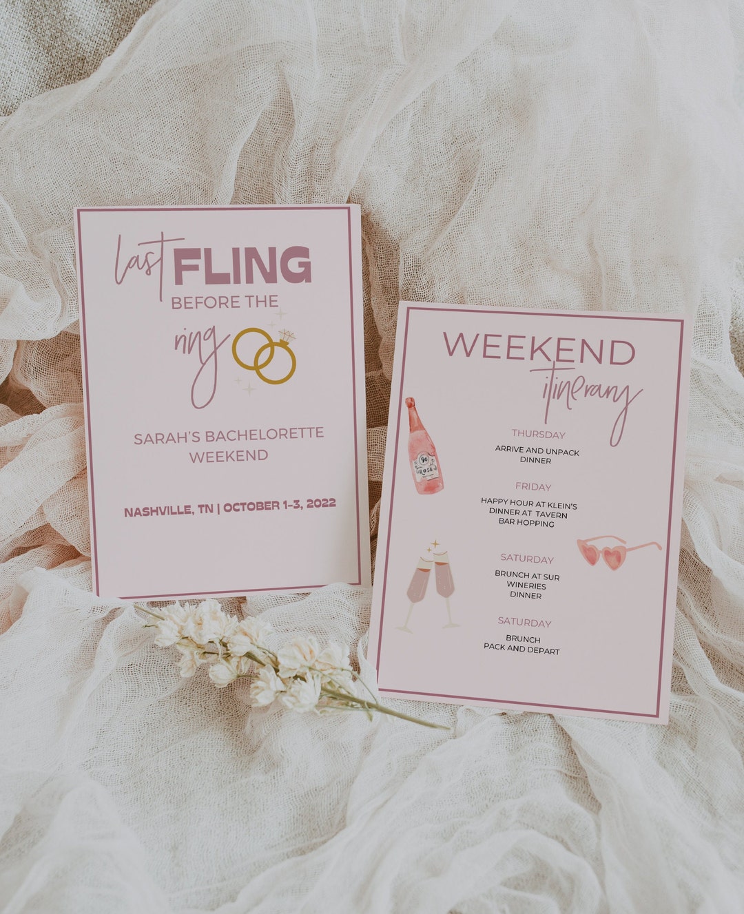 Bachelorette Itinerary and Invitation Set bachelorette Party Evite ...