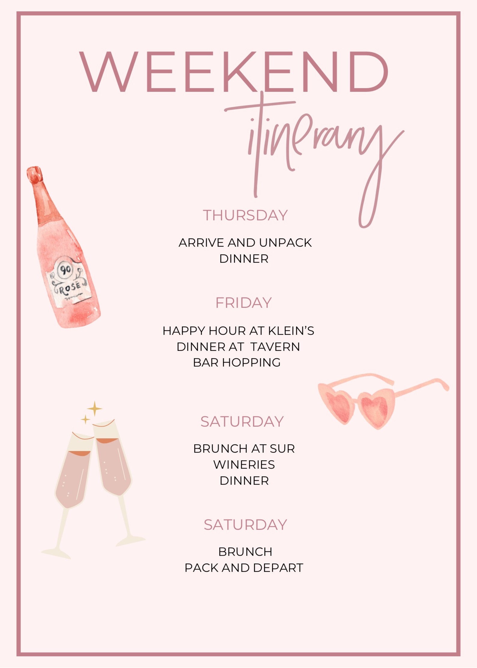 Bachelorette Itinerary and Invitation Set bachelorette Party Evite ...