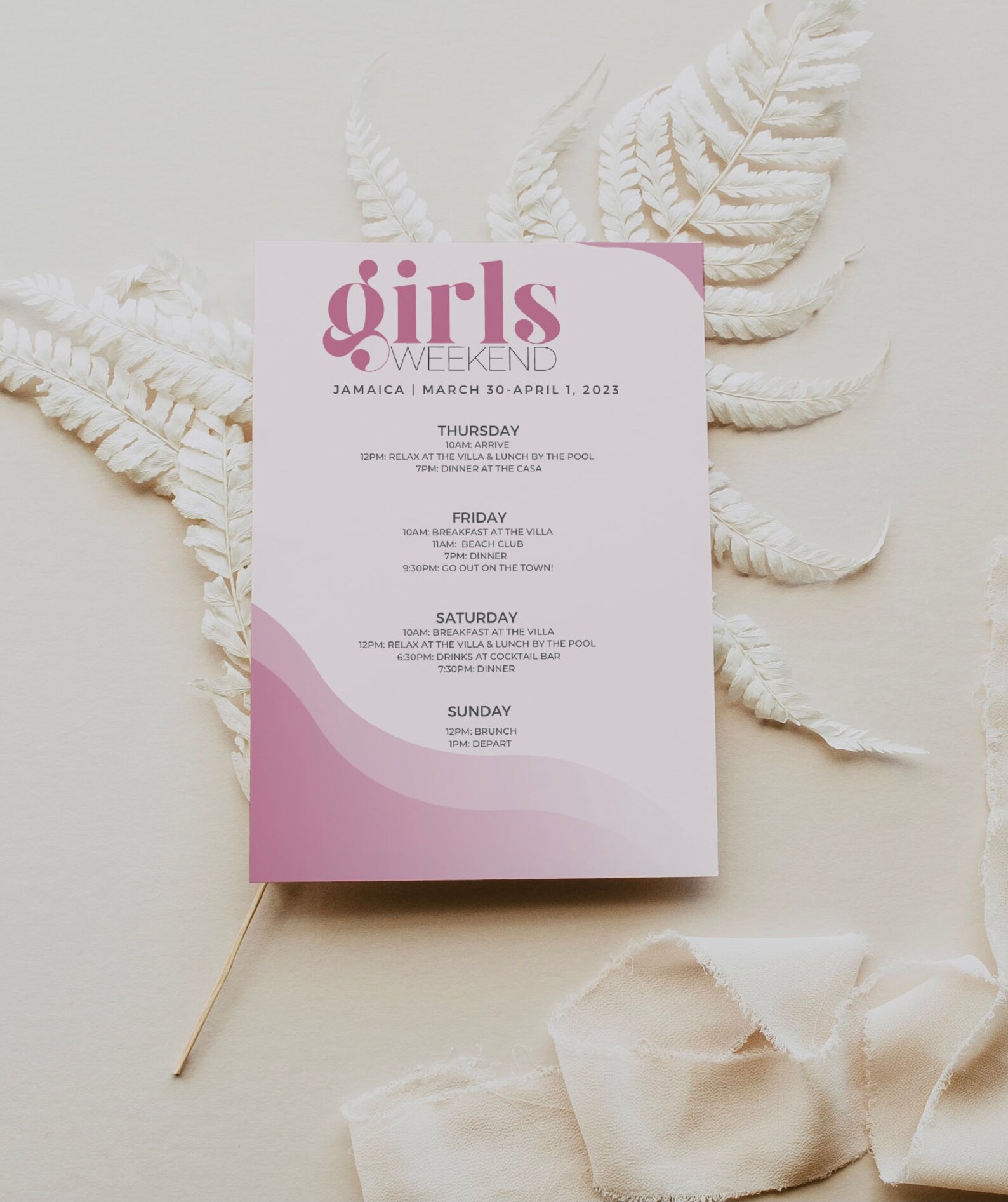 Girls Trip Itinerary Template Reunion Vacation Itinerary Instant ...