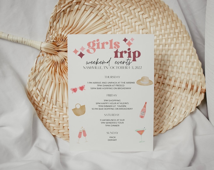 Digital Travel Itinerary, Itinerary Template, Travel Itineray, Birthday ...