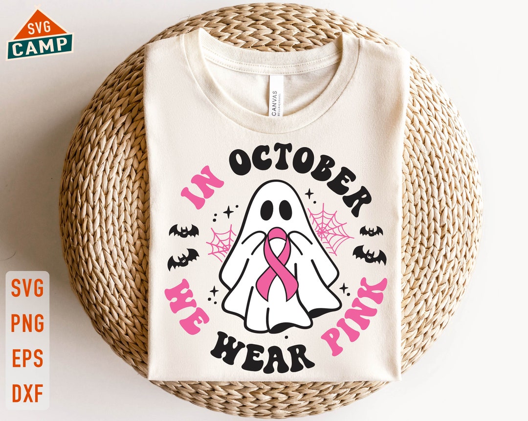 En octobre, nous portons du rose SVG, Halloween Breast Cancer SVG, en ...