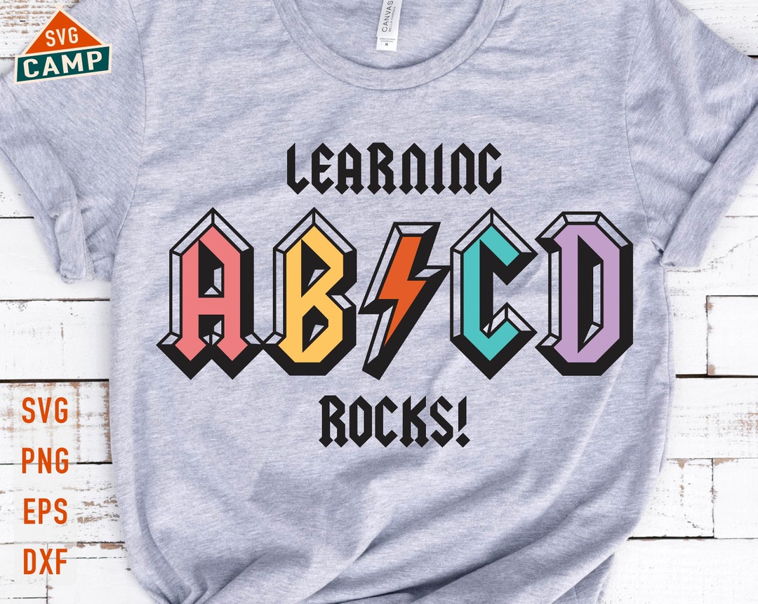 ABCD Learning Rocks Svg, Teacher Rock Svg, Back to School Svg, Teacher ...