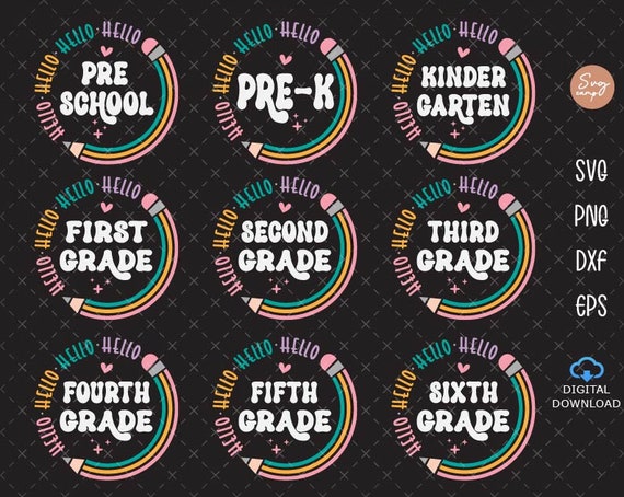 Hello Grade School Svg Bundle Back to School Svg First Day - Etsy
