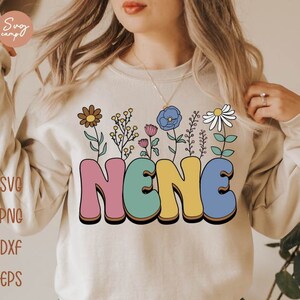 Nene Flowers Svg, Retro Mothers Day Svg, Nene Floral Svg, Mothers Day ...
