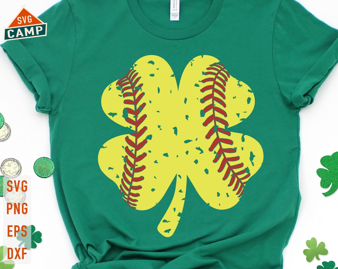 Softball Distressed Shamrock Svg, St Patricks Day Svg, St Pattys Day ...